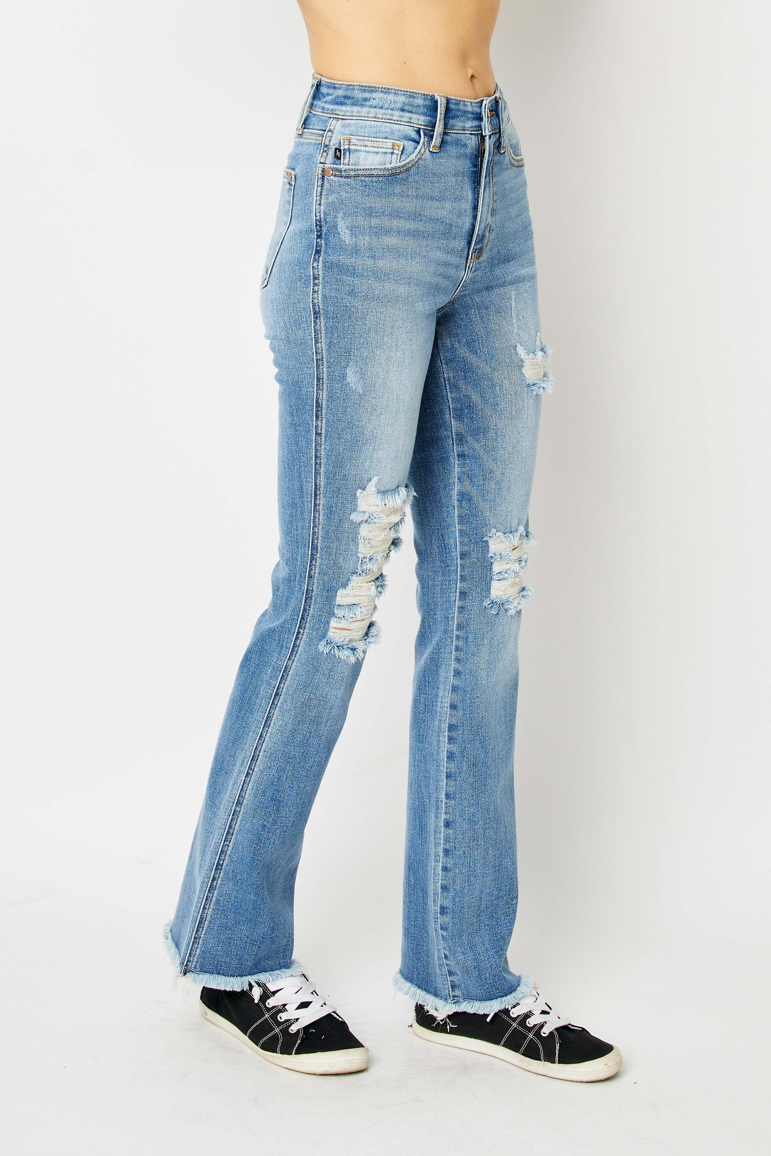 Judy Blue High Waisted Destroy Fray Hem Bootcut – The Red Shed Market